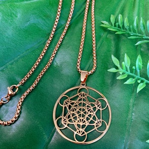 Sacred Geometry Necklace | METATRON'S CUBE Gold Necklace | Gold Flower ...
