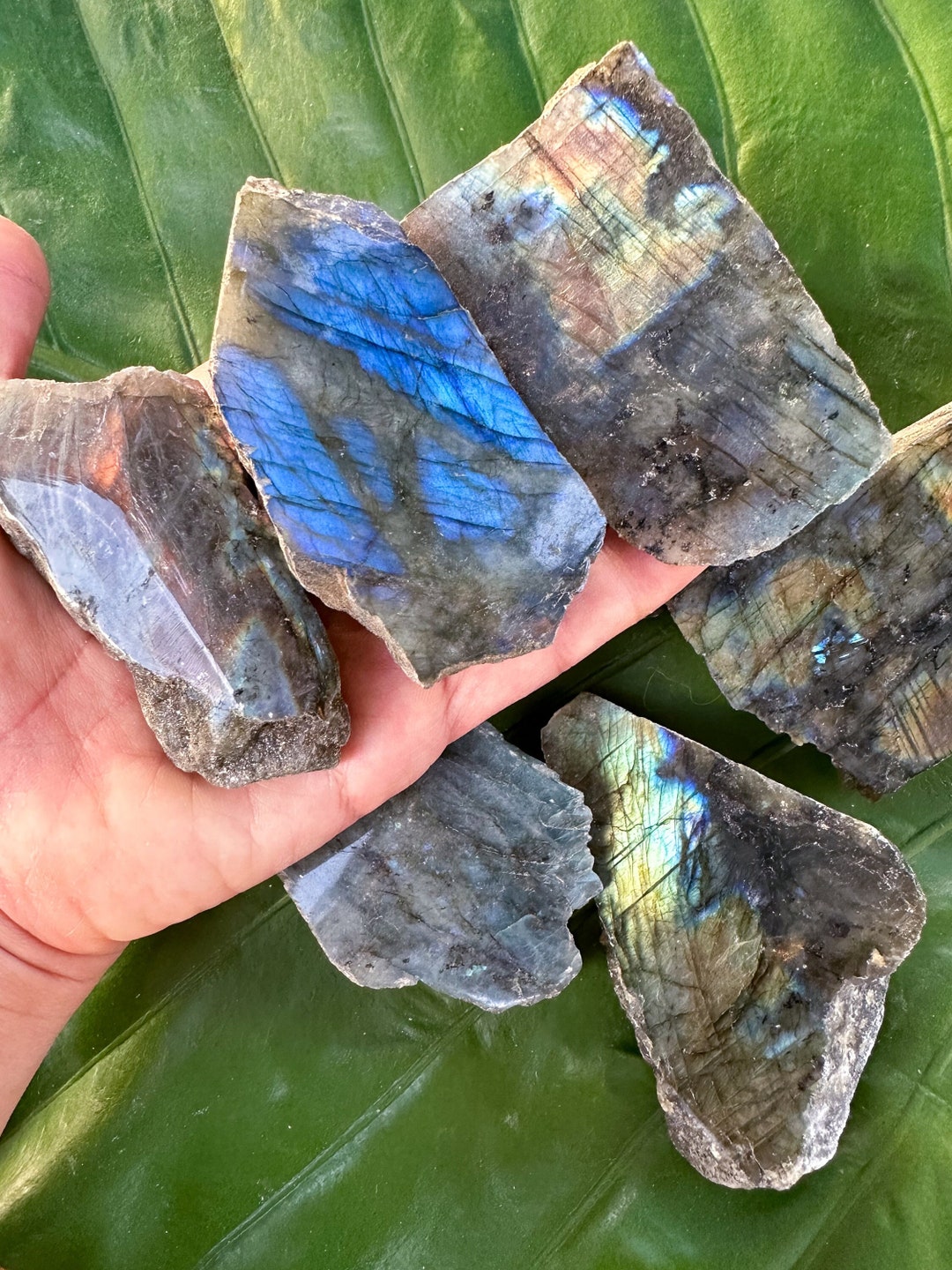 LABRADORITE SLABS, Polished With Blue Flash Natural Tumbled Gemstone ...