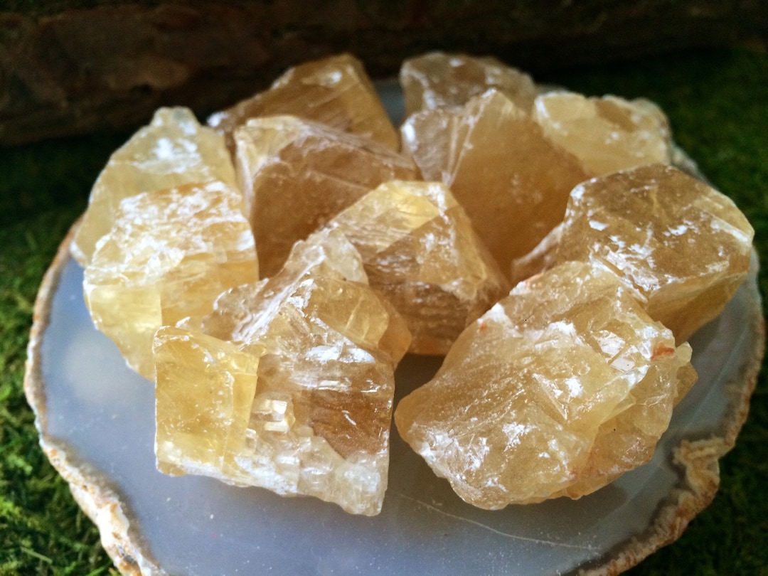 GOLDEN YELLOW CALCITE Crystals (grade A Natural) Rough Crystal Stones ...