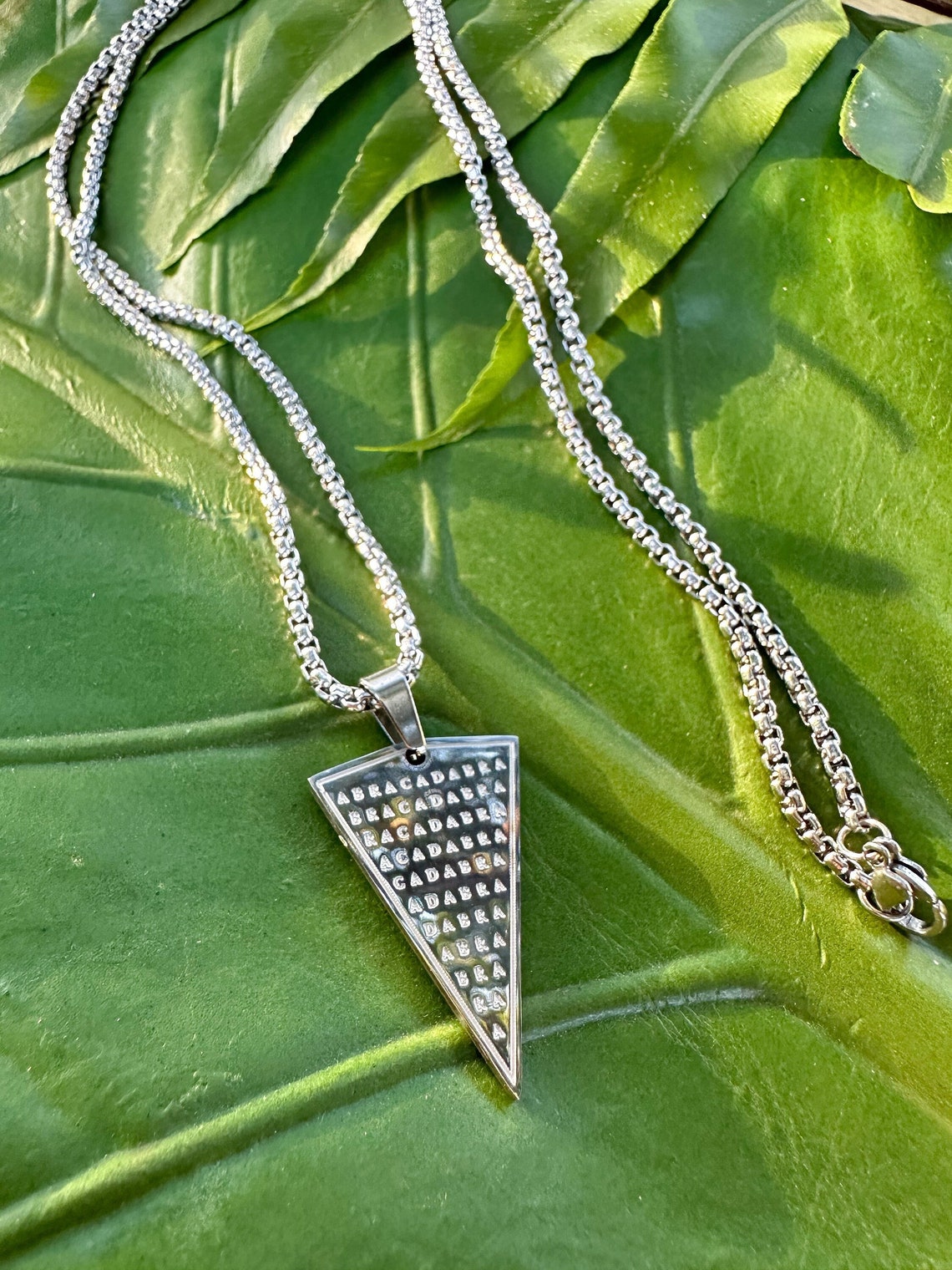 Abracadabra Necklace, Magic Incantation Wicca Pendant, Silver Wiccan ...