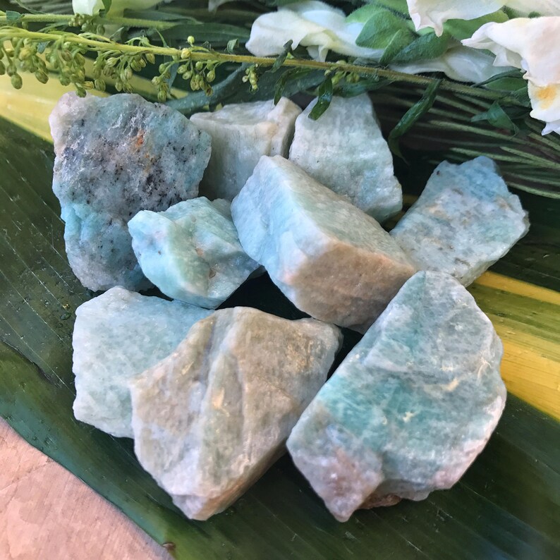Raw AMAZONITE grade A Natural Rough Green Crystals Stones | Etsy