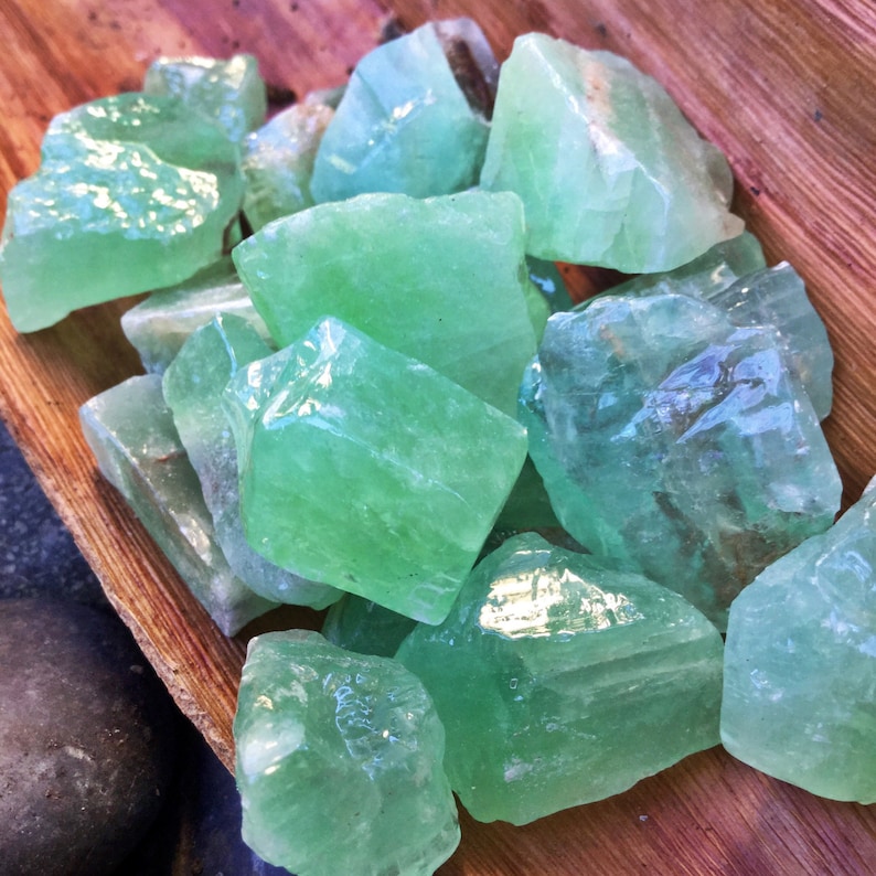 Raw Green Calcite Crystals Grade A Natural Rough Crystal | Etsy