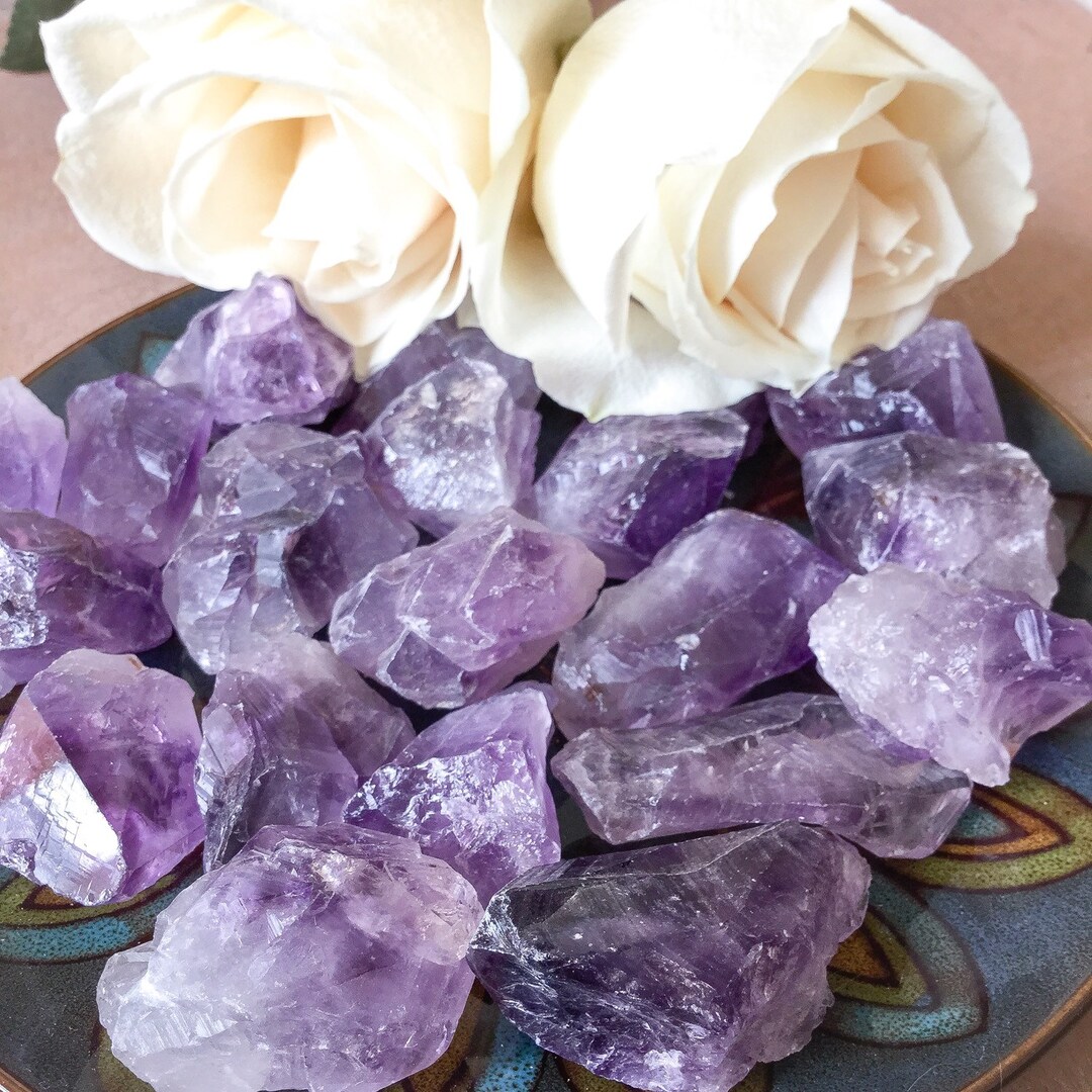 Raw AMETHYST grade A Natural Rough Purple Quartz Crystal Stone ...