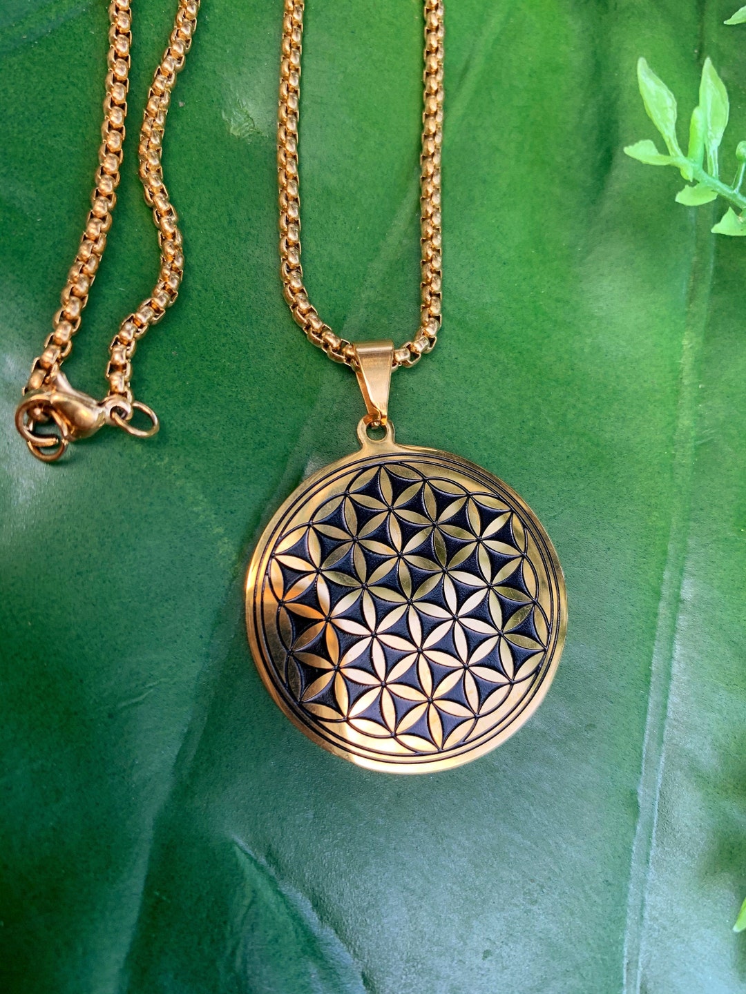 FLOWER of LIFE Necklace on Gold Chain | Sacred Geometry Necklace | Gold ...