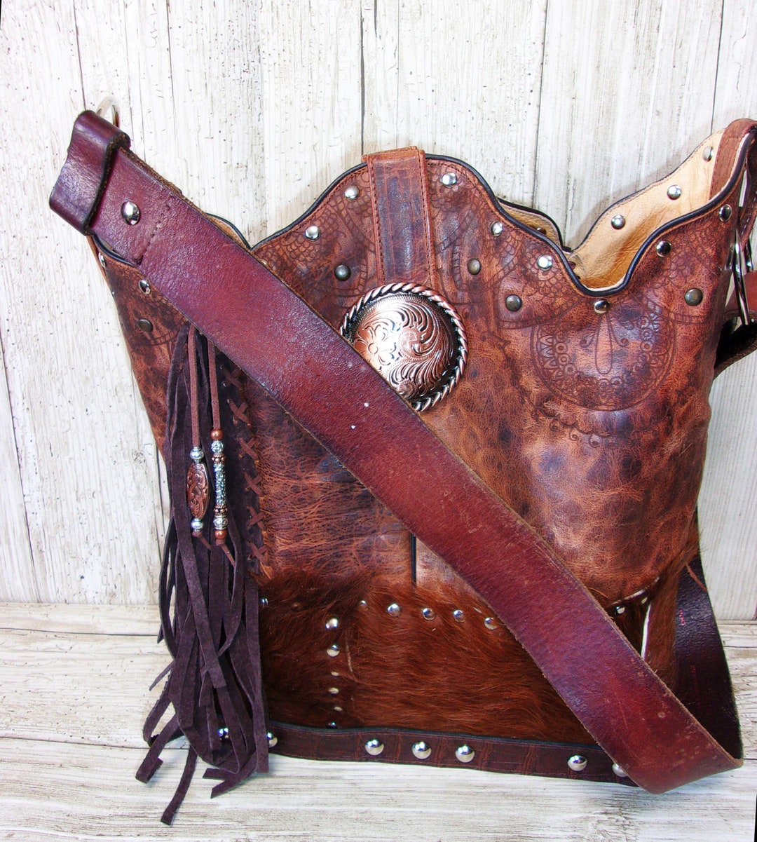 Upcycled Cowboy Boot Purse With Fringe Ts286 Handcrafted Luxury Western ...