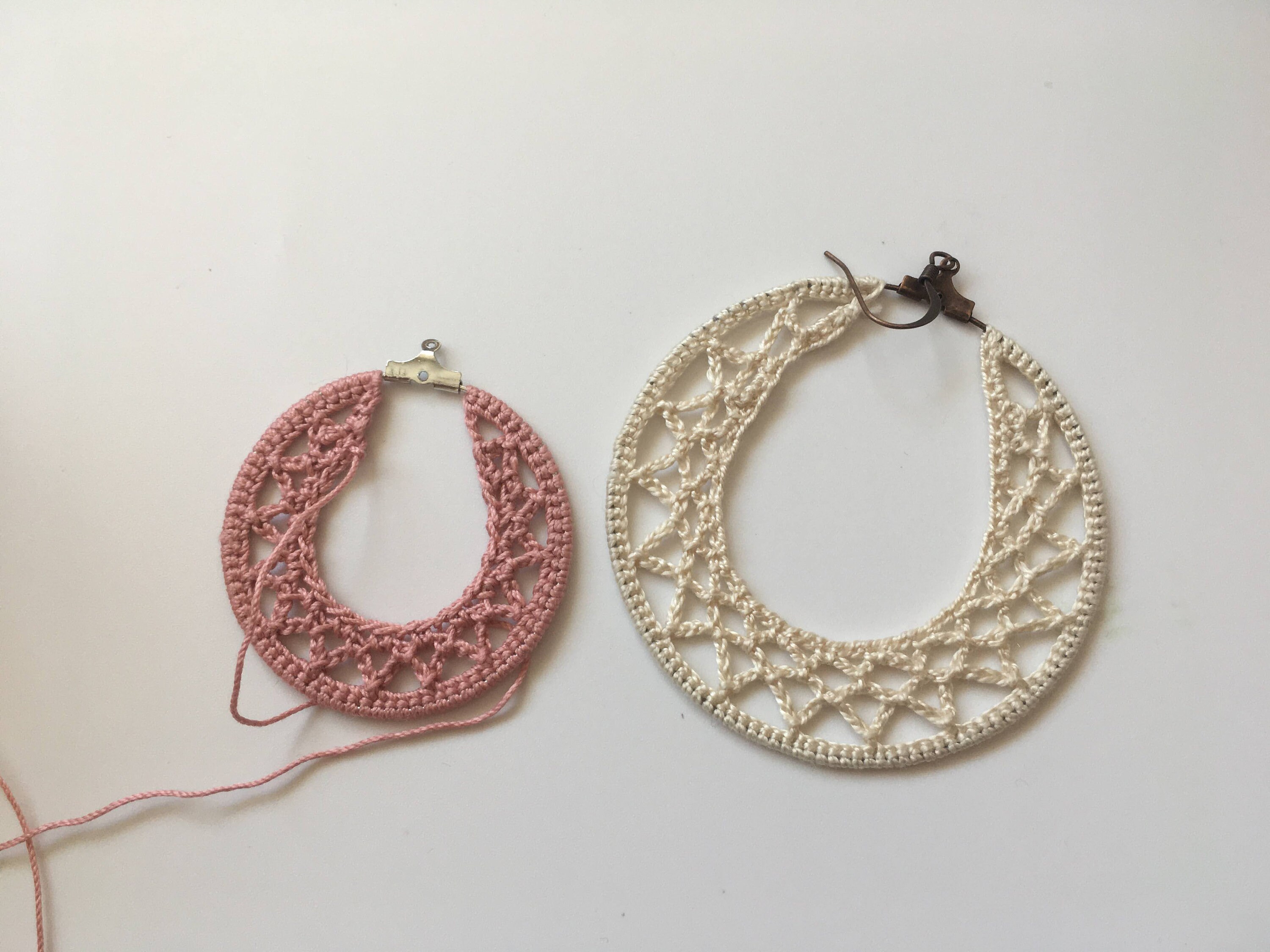 2 Crochet Patterns for Small and Large Geometric Hoop Earrings, Jewelry ...