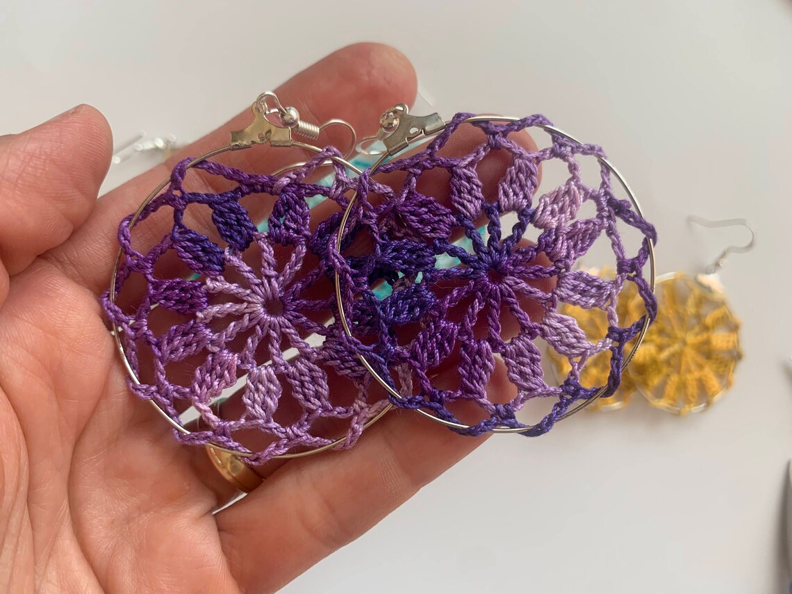 Scalable Crochet Pattern Crochet Hoop Earrings PDF Tutorial - Etsy