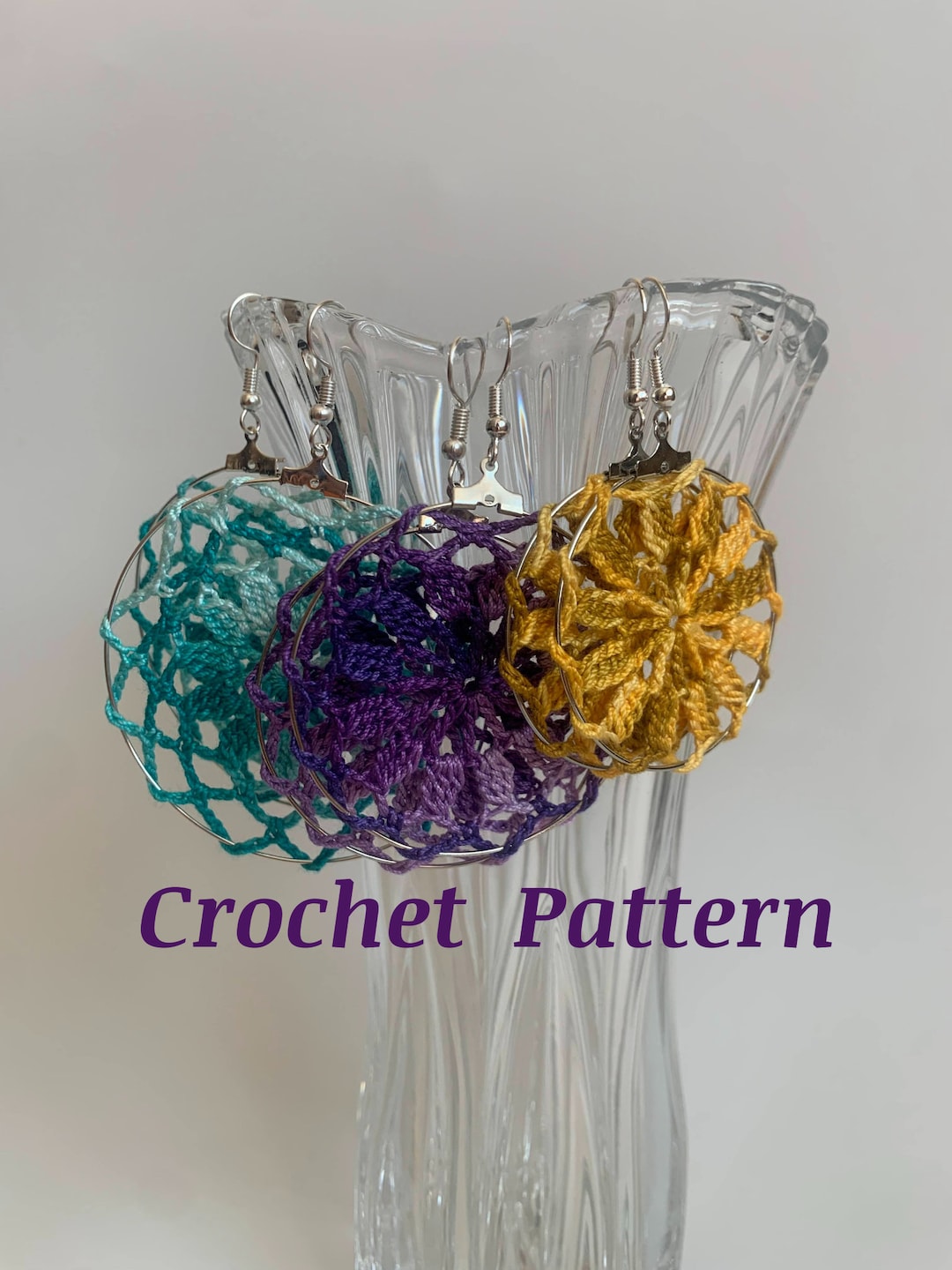 Scalable Crochet Pattern, Crochet Hoop Earrings PDF Tutorial, Crochet ...