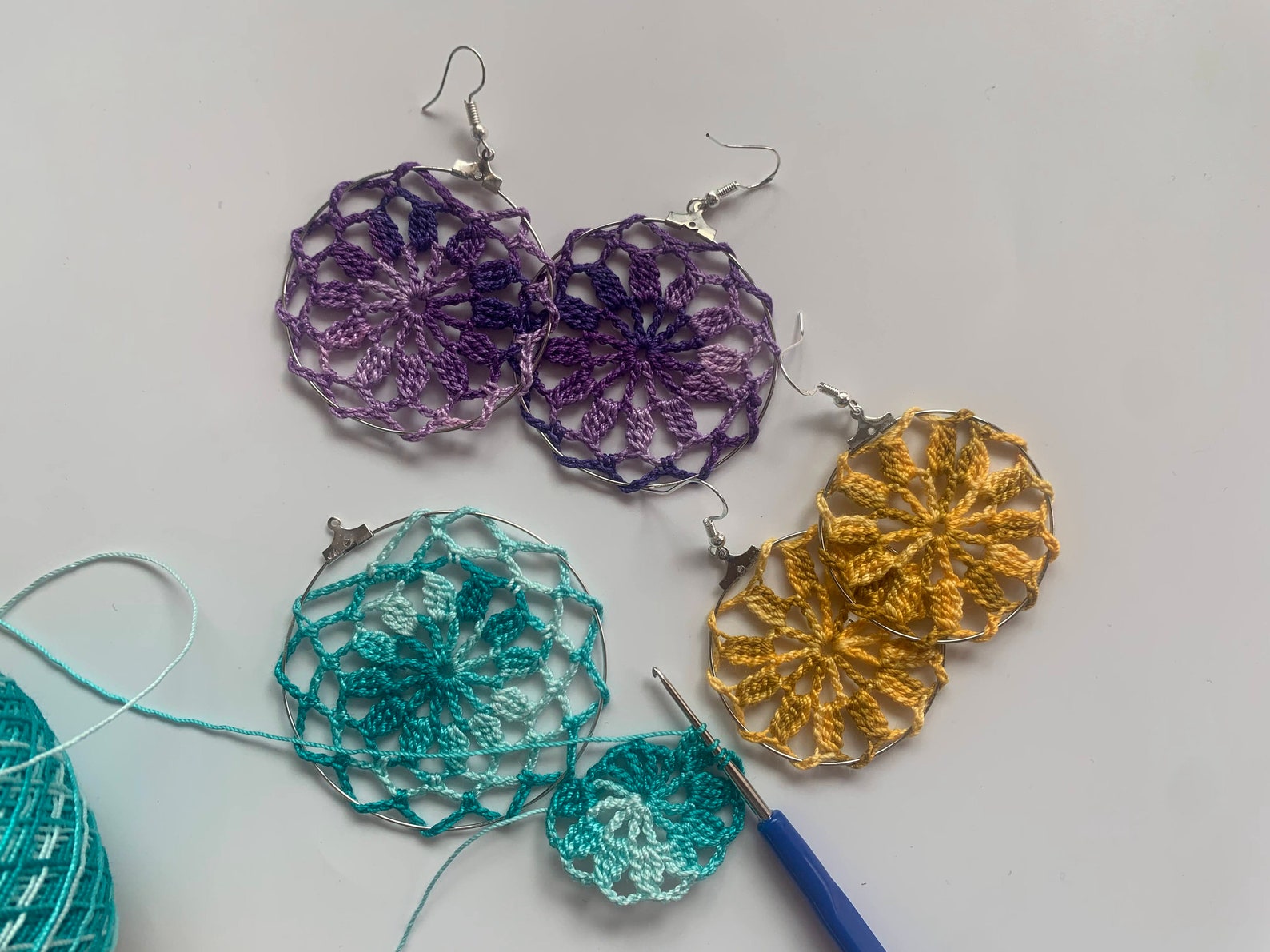 Scalable Crochet Pattern Crochet Hoop Earrings PDF Tutorial - Etsy