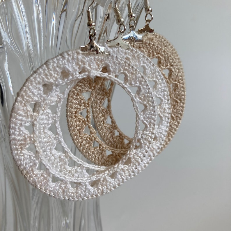 Crochet Earrings Pattern Hoop Earrings Tutorial Crochet - Etsy