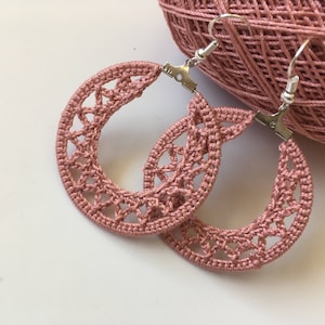 2 Crochet Patterns for Small and Large Geometric Hoop Earrings, Jewelry ...