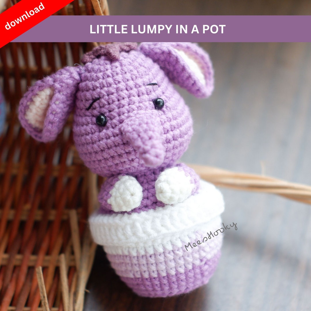 PDF Little Lumpy Elephant in a Pot for Easter Day Crochet Book, PDF File Pattern Amigurumi Quick ...