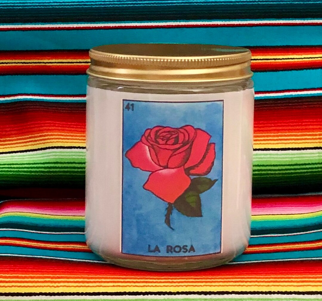 La Rosa Loteria Candle- Rose Scented Candle- Loteria Mexicana Bingo - Etsy