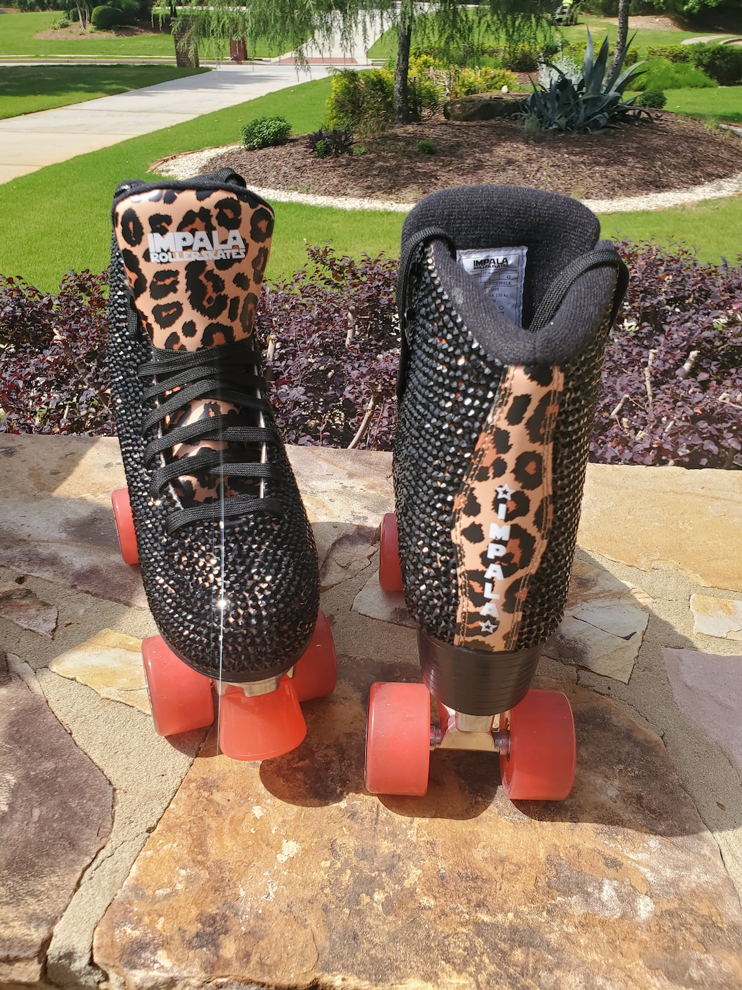 Impala Leopard Print / Black Rhinestone Skates - Etsy