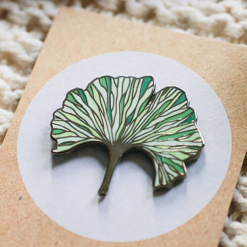 Ginkgo Biloba Leaf Enamel Pin Needle Minder Plant Lovers Gift - Etsy