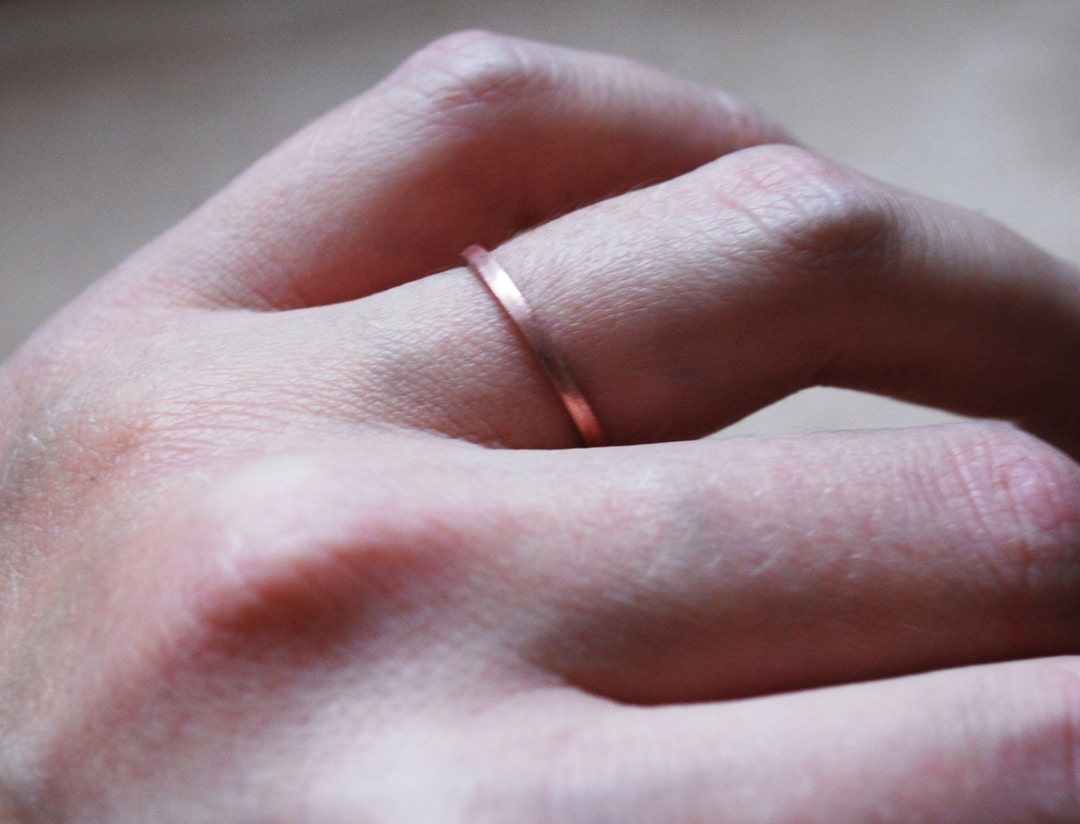 Eco Sterling Silver Lined Copper Ring, Minimalist Stacking Band - Etsy
