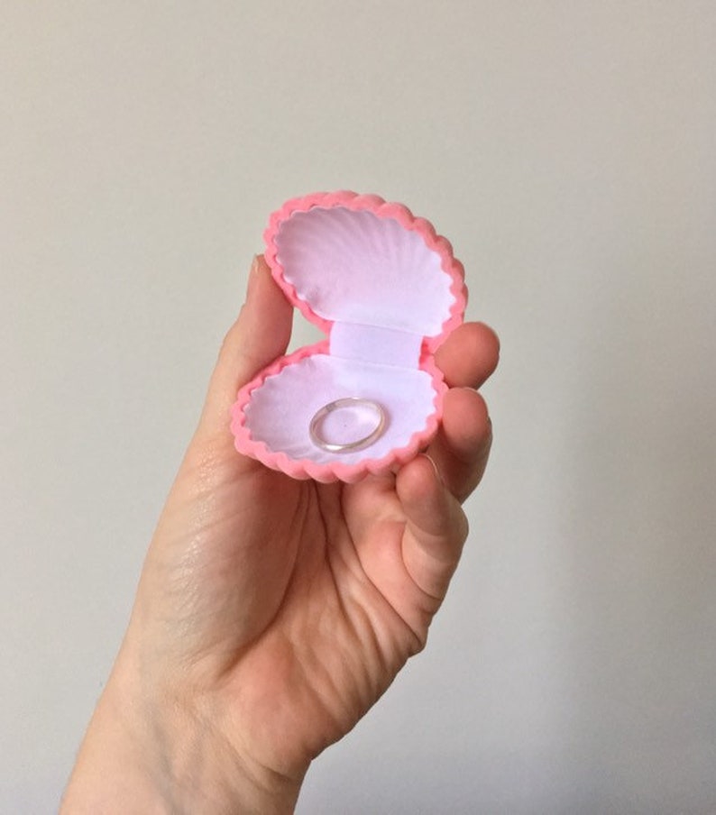 Pink or White Shell Shaped Box, Small Ring Box, Gift Packaging ...