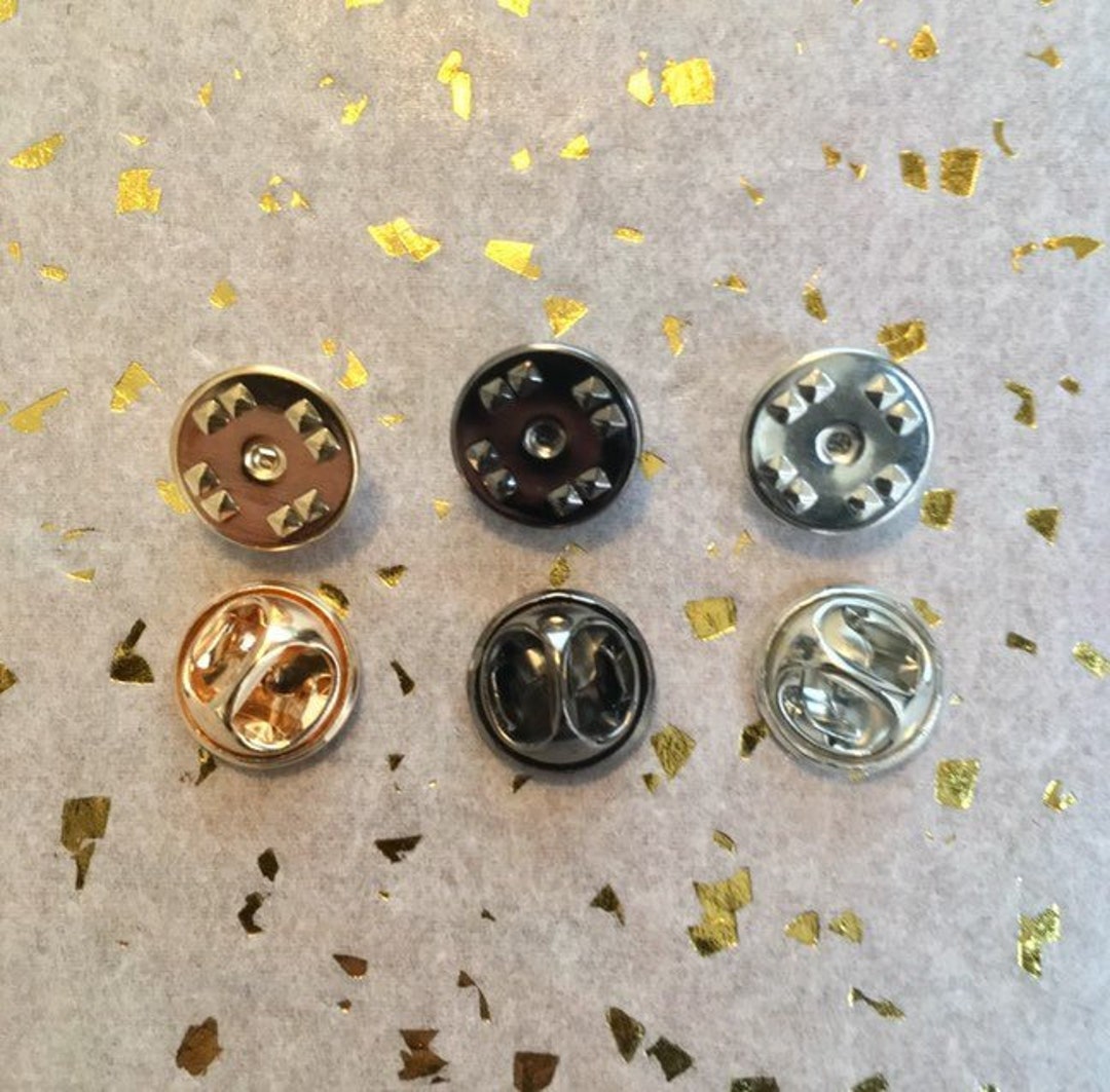 5 to 30 Metal Pin Backings, Black, Gold Colour or Silver Color Pin ...