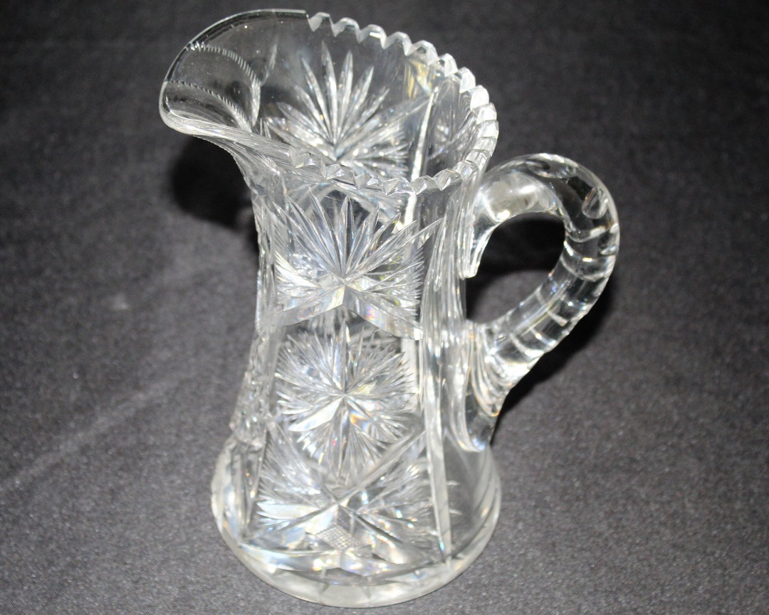 Vintage Beautiful Large Glass Pitcher - Etsy
