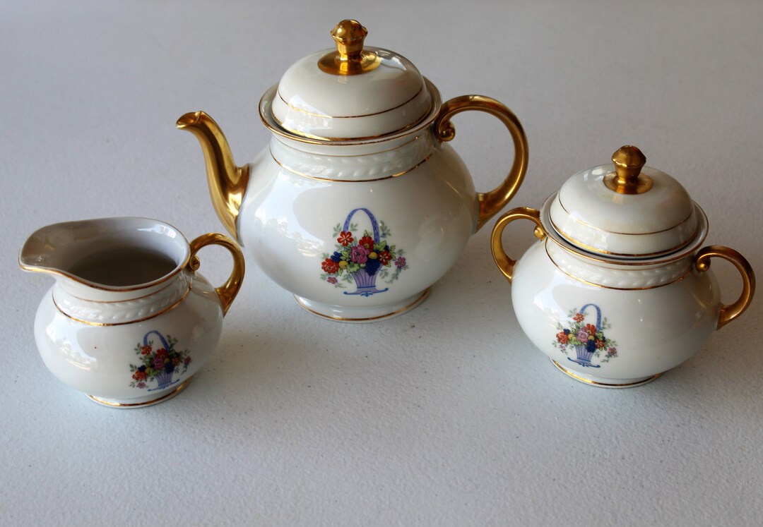 Thomas Bavaria Germany Floral Basket Tea Pot Creamer Sugar - Etsy