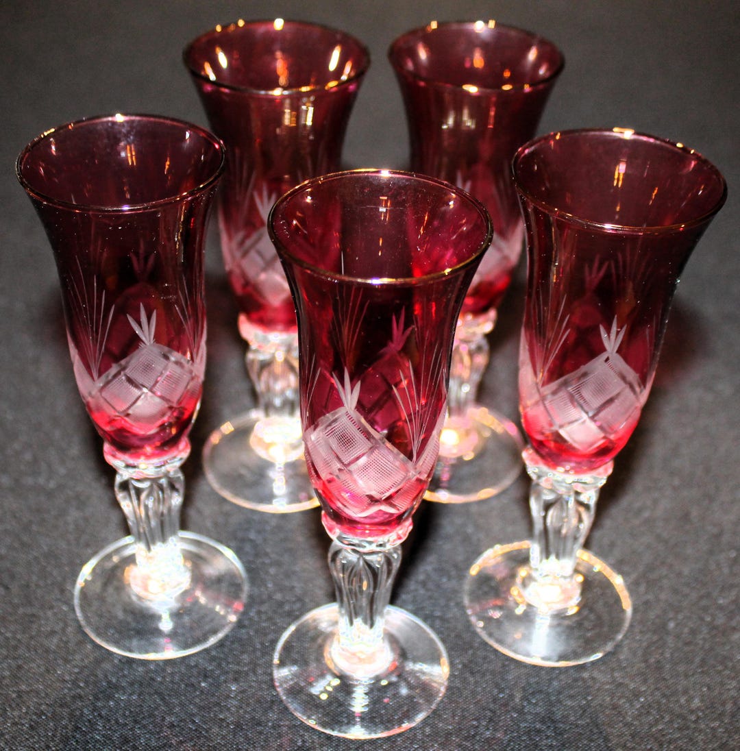 Ruby Cordial Glasses Set of Five Glasses - Etsy