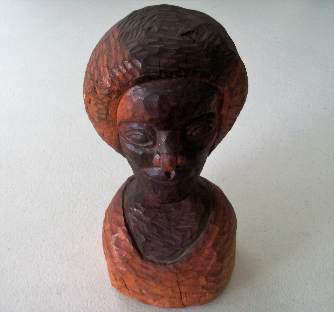 Hand Carved Solid Wood Folk Art Statue of A Woman - Etsy