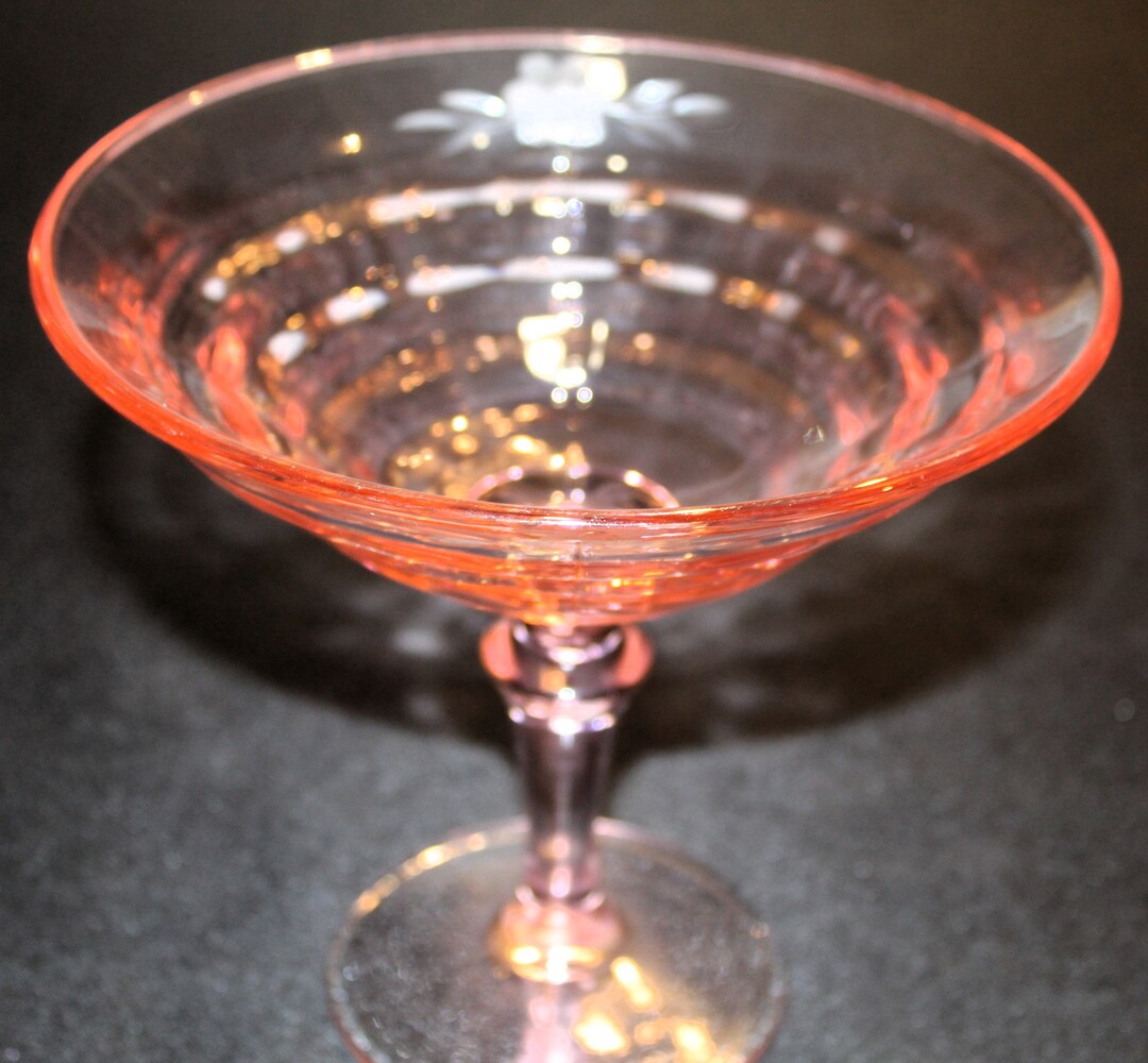Elegant Glass Pink Floral Compote - Etsy