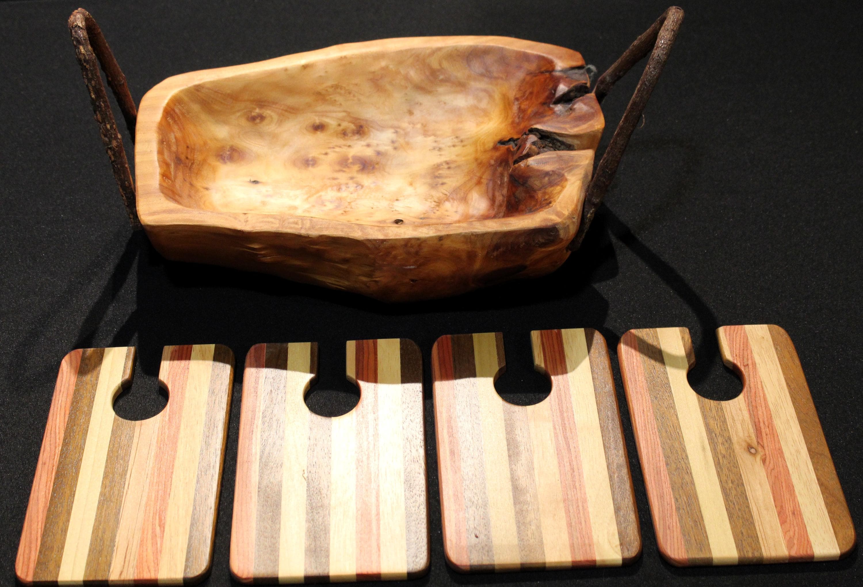 Core Root Crafts Large Bread Basket & 4 Small Individual Bread Serving ...