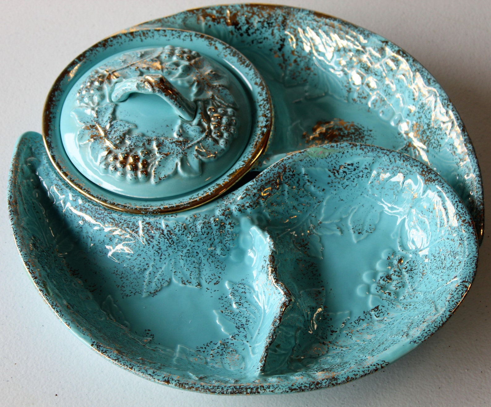 Bell Mfg Co. Vintage Condiment Server Set Turquoise Atomic - Etsy