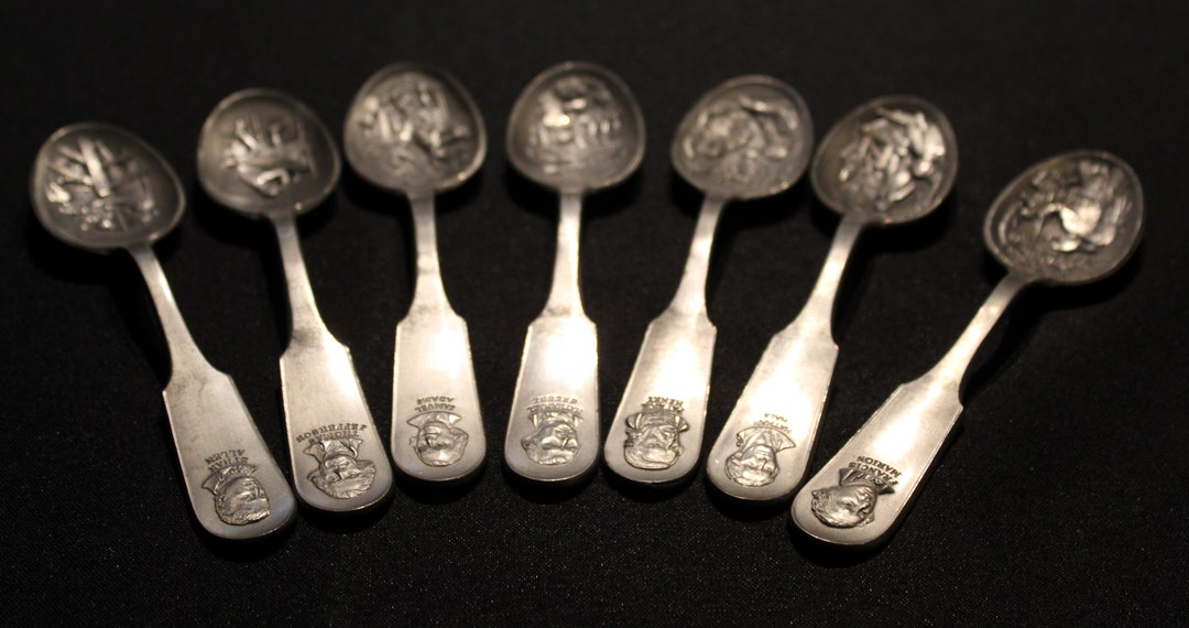 Pewter Spoons Collectors Set of Seven Famous People - Etsy