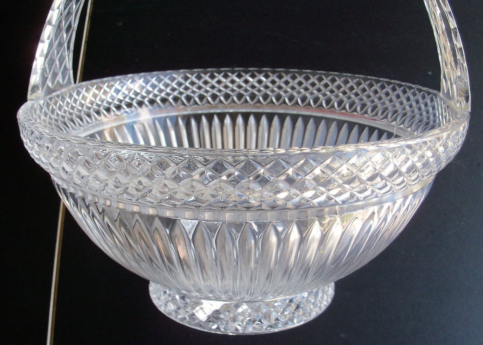 Large Handled Glass Basket With Diamond Design | Etsy