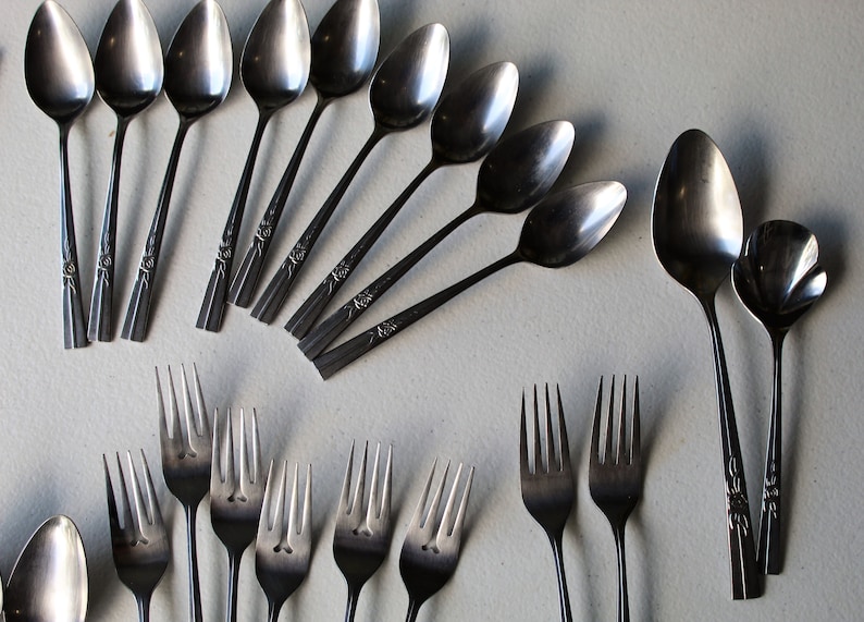 Epic Custom Rose Design Stainless Flatware 30 Piece Set - Etsy