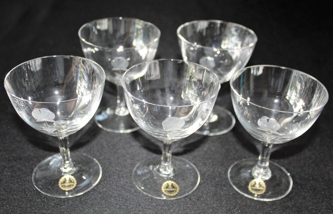 Helios West Germany Crystal Stemware With A Etched Rose Set of 5 ...