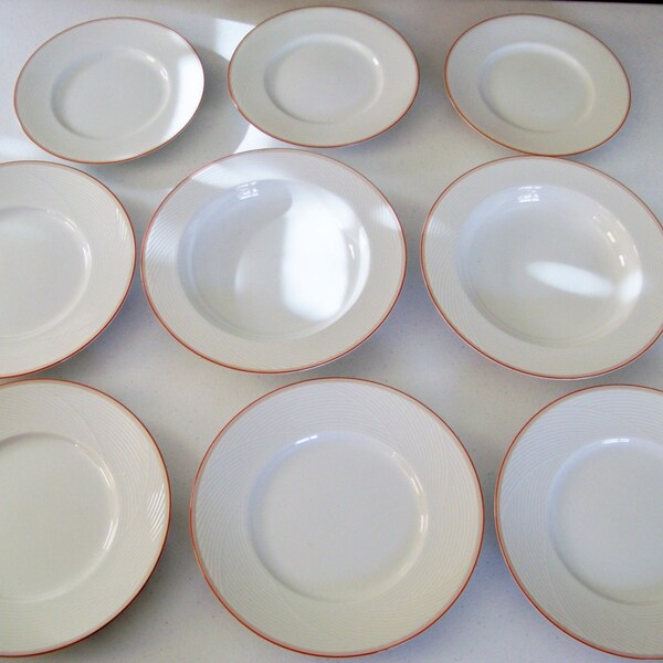 Red Rimmed Dinnerware - Etsy