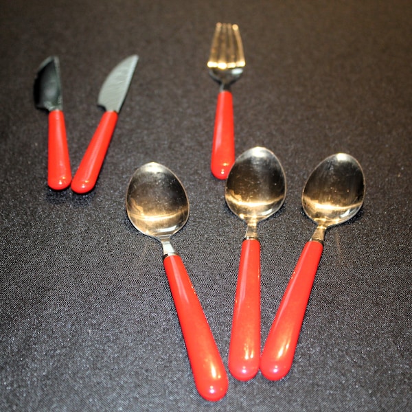 Red Handle Flatware - Etsy