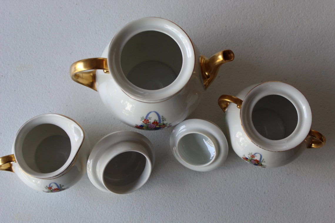 Thomas Bavaria Germany Floral Basket Tea Pot Creamer Sugar | Etsy