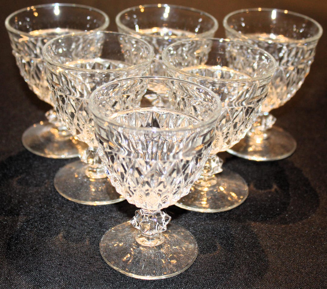 Duncan & Miller Diamond Set of Six Cordial Glasses - Etsy