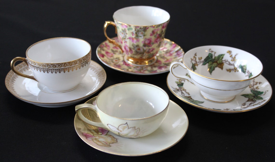 Vintage Set of Four Different Cup & Saucer Sets - Etsy