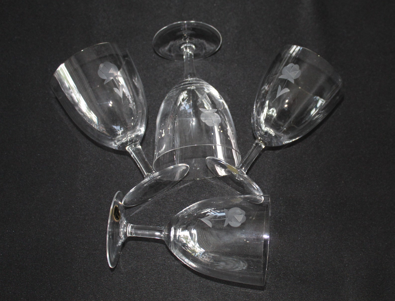 Helios West Germany Crystal Stemware With A Etched Rose Set of 4 Water ...