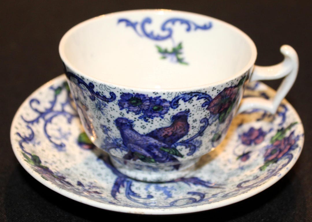 Cauldon England Antique Blue & White Cup and Saucer - Etsy