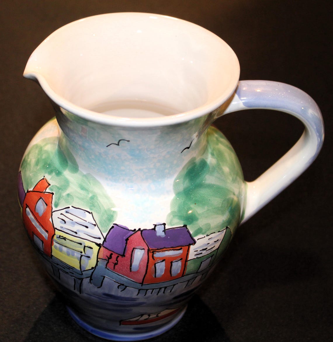 Mesa International Maritime Pitcher Red Lighthouse Coastal Scene ...