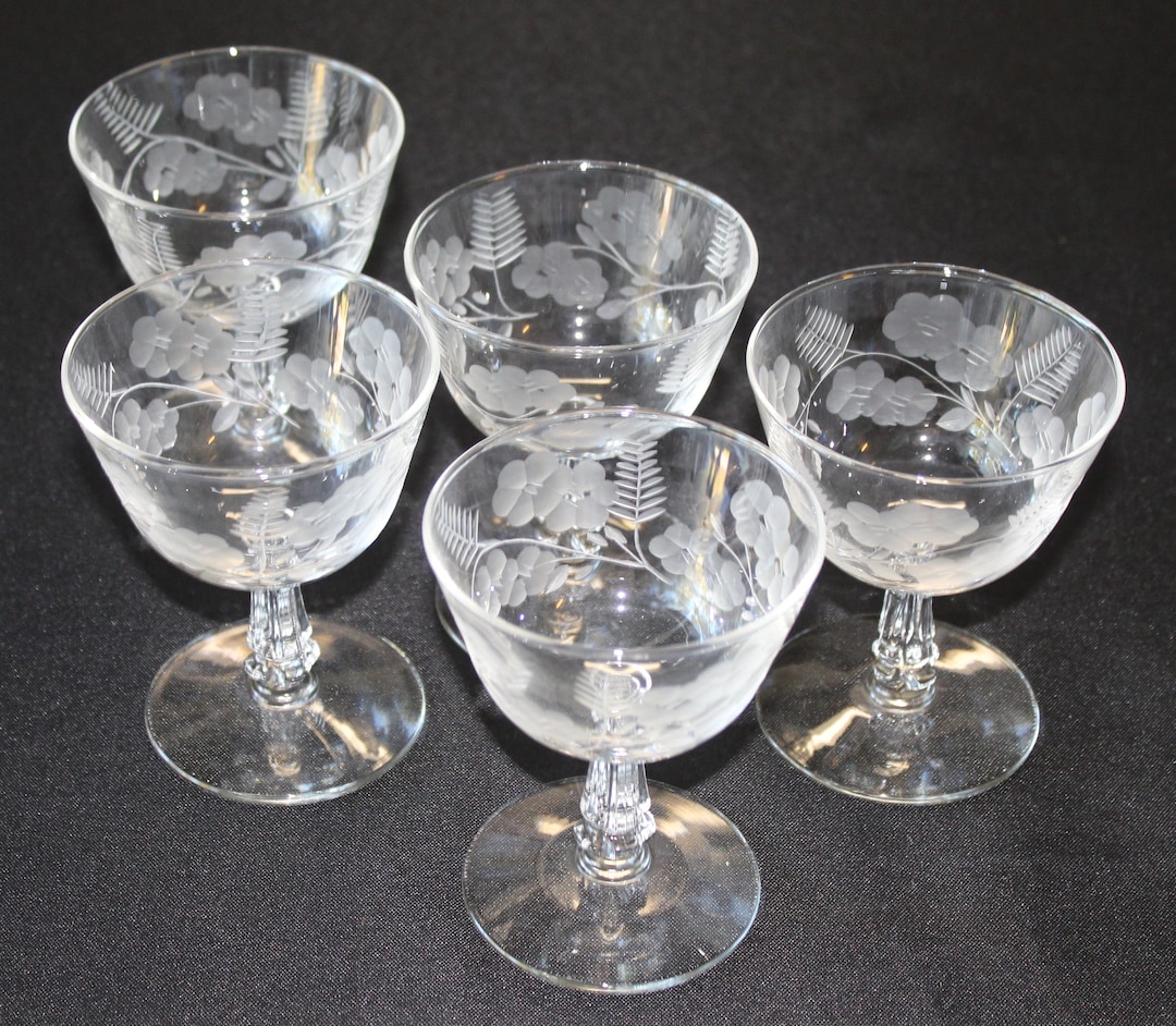 Libbey Crystal Garland Set of Five Low Sherbet Glasses - Etsy