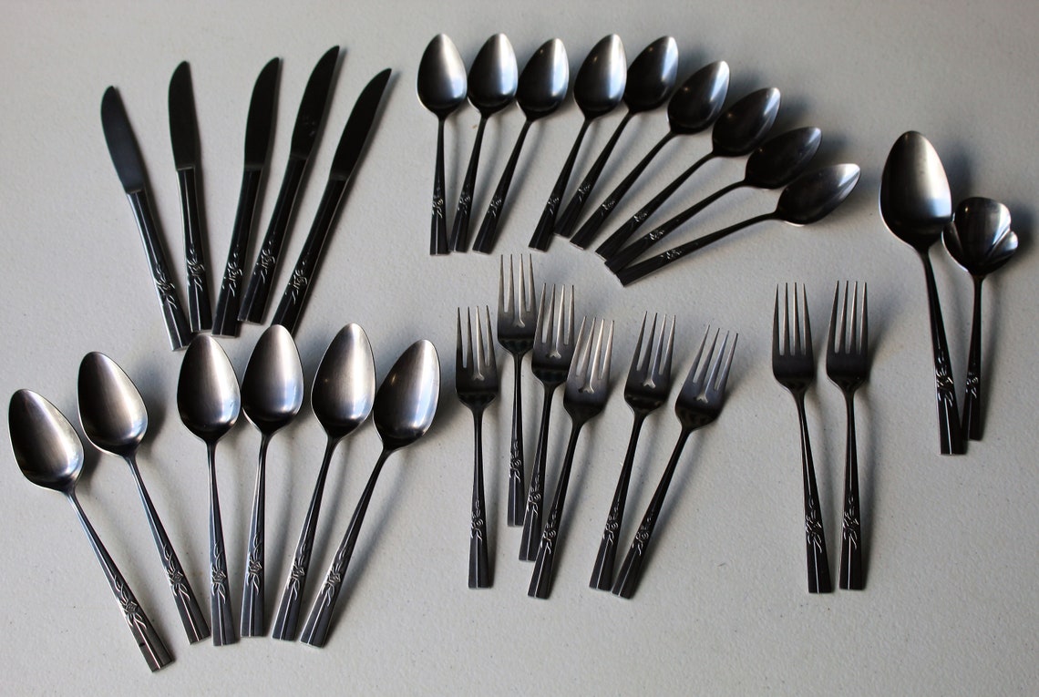 Epic Custom Rose Design Stainless Flatware 30 Piece Set - Etsy