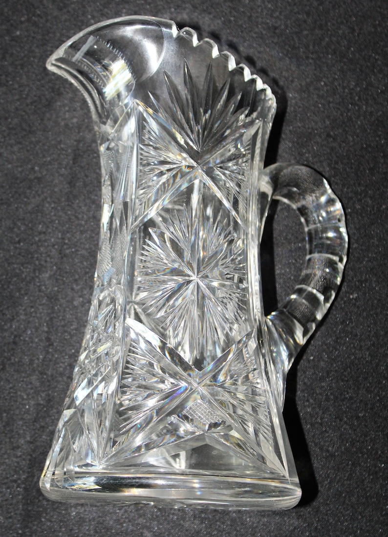 Vintage Beautiful Large Glass Pitcher - Etsy