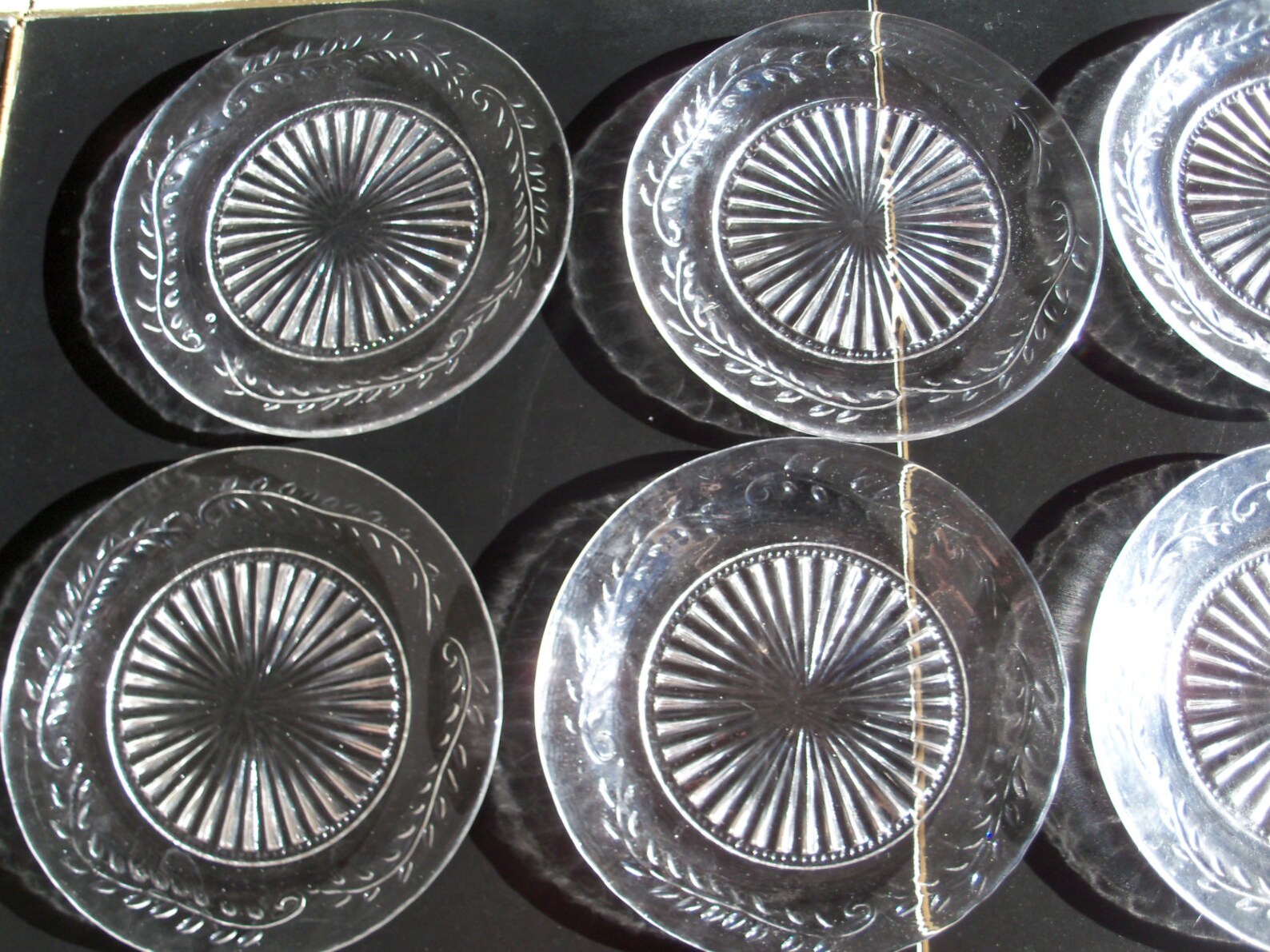 Glass Lunch Plates Vintage Branch & Leaf Design Set of 7 | Etsy