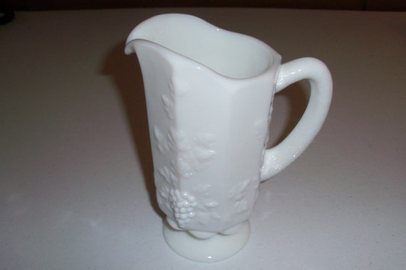 Westmoreland Milkglass Grape Design Small Pitcher | Etsy