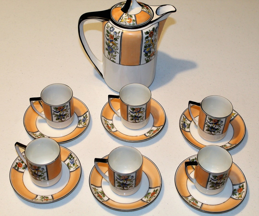 Noritake Japan Coffee/tea Pot With 6 Demitasse Cup & Saucer - Etsy