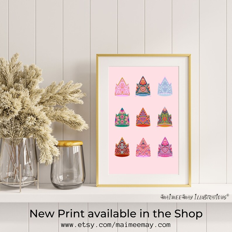 Princess Hat Hmong Girl Illustration Wall Art by Maimee May ...