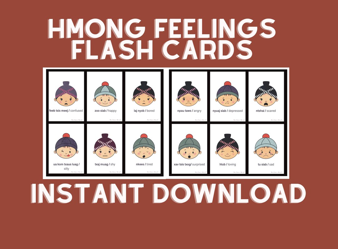 Hmong Feelings - Flash Cards - Emotions/feelings - Hmoob Learning ...