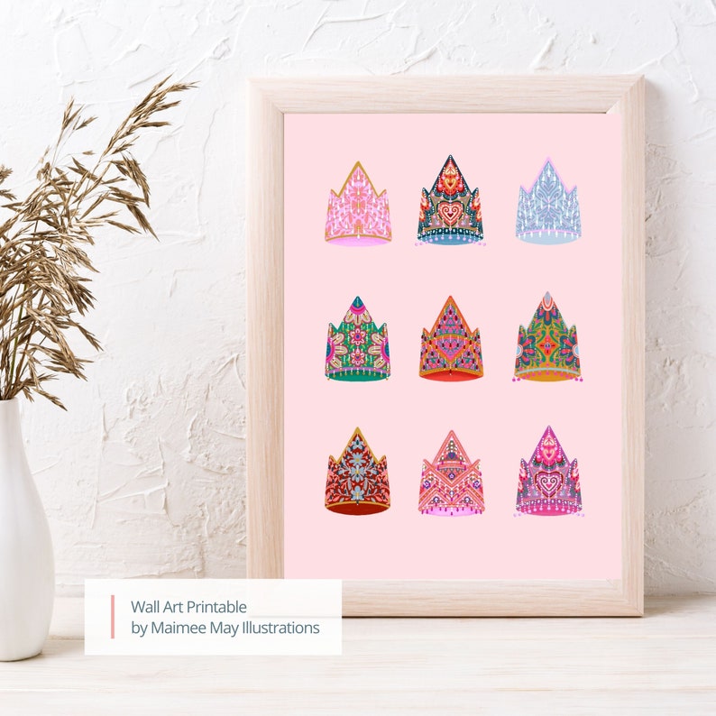 Princess Hat Hmong Girl Illustration Wall Art by Maimee May ...